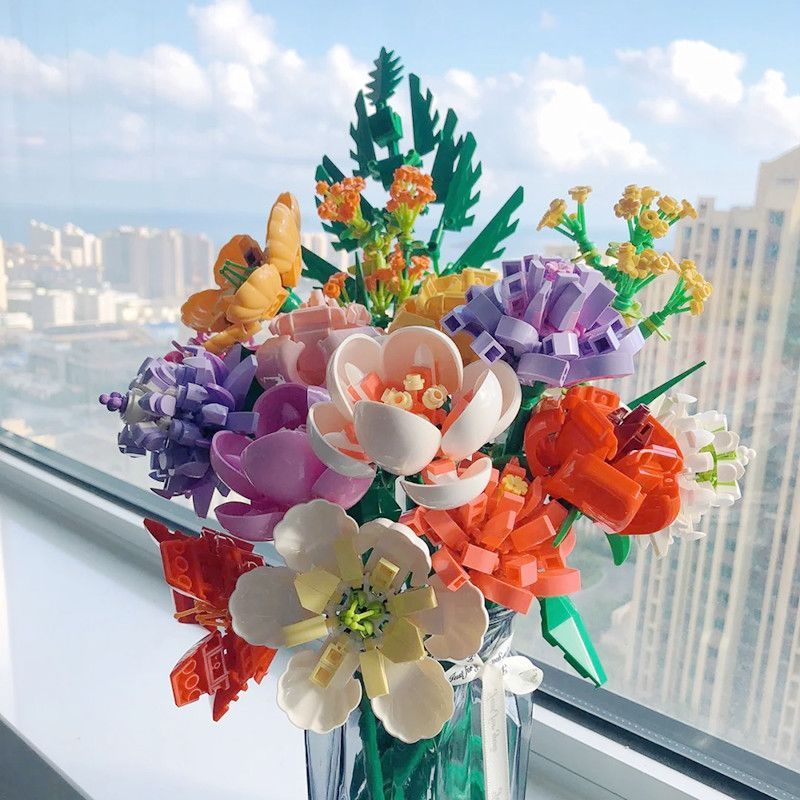 Rose Flower Building Blocks Tulip Bouquet Girls Ladies Birthday Gifts ...