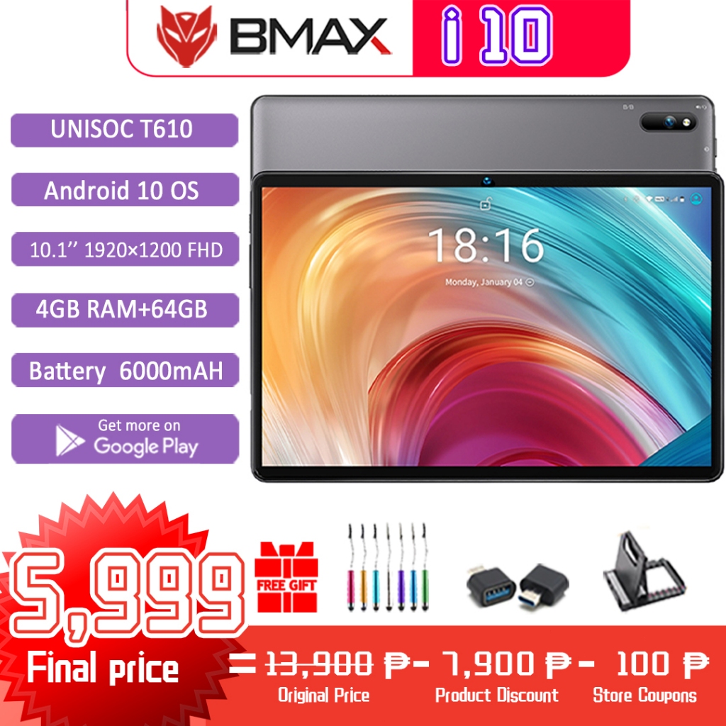 BMAX MaxPad I10 UNISOC T610 4GB RAM 64GB ROM 4G LTE Phone Call 10.1" Android 10 Tablet Type-c ...