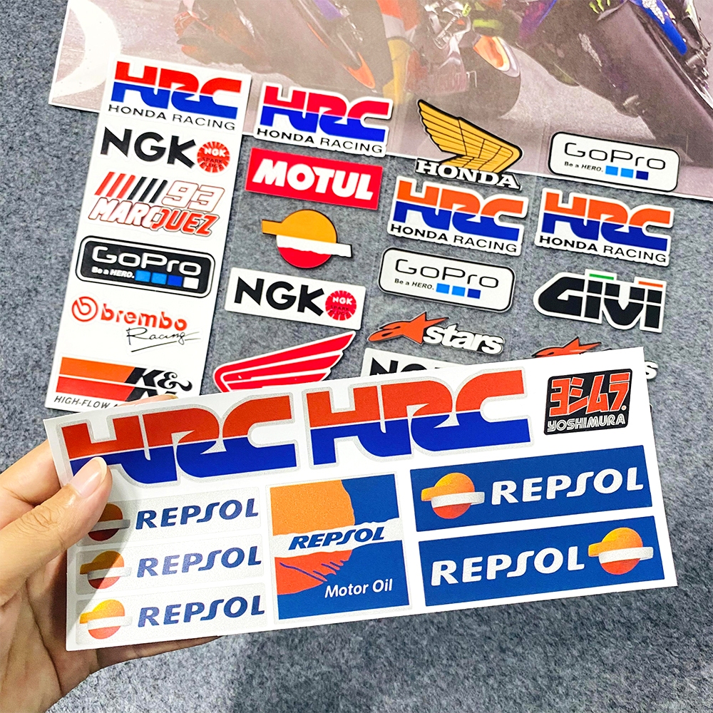 For Honda HRC Reflective Motorcross Motorcycle Helemt Stickers Decals ...