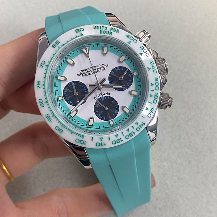 40MM Stainless Steel Ceramic Ring Watch Sapphire Glass Watch with ...