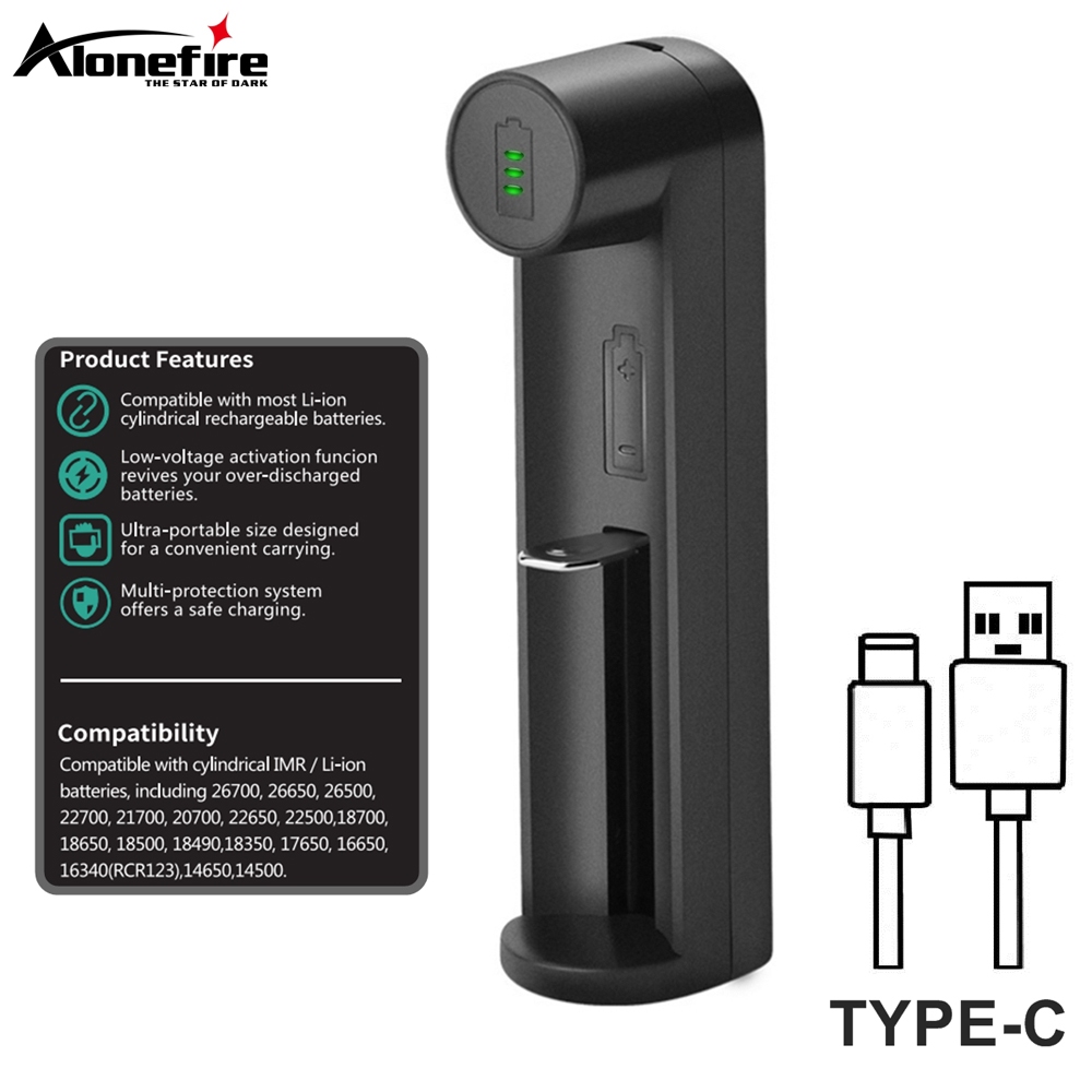 AloneFire MC3 3.7V Charger Rechargeable Battery Universal Usb Charger For 26650,21700, 18650 ...