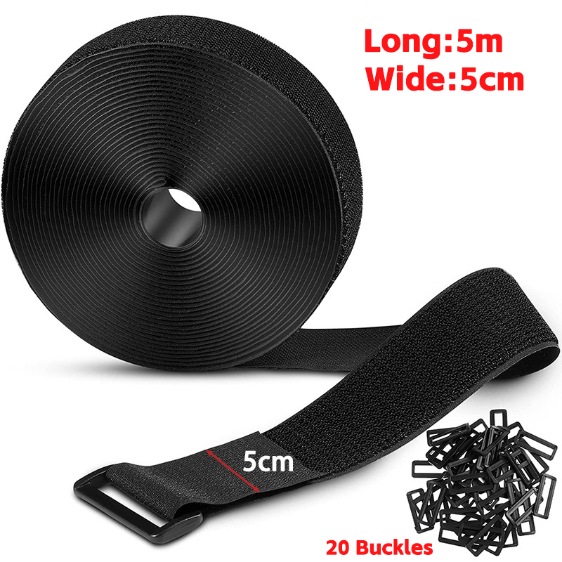 Cable Ties with Buckles, Reusable Heavy Duty Hook and Loop Straps ...