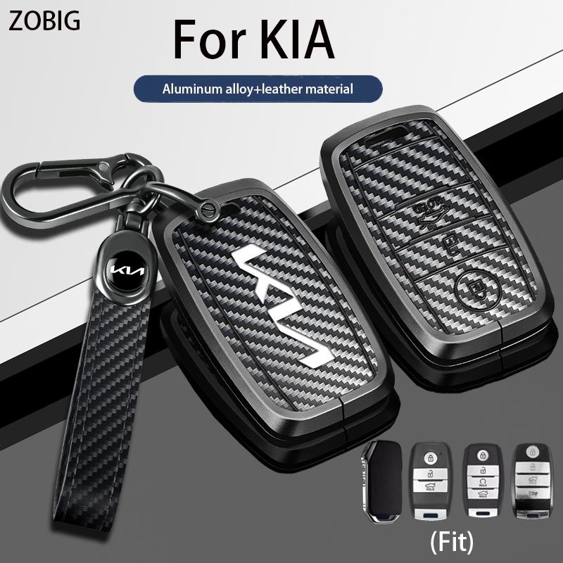ZOBIG for KIA Carbon fibre Smart Key Fob Case with Key KIA Carnival ...