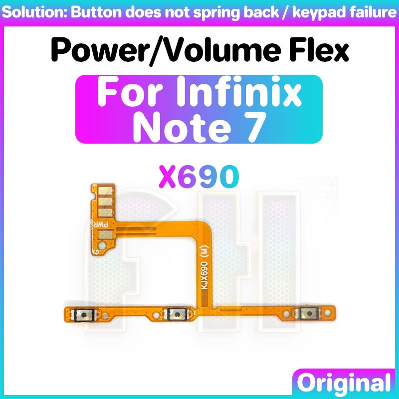 Power Volume button flex For Infinix note 7 x690 Switch ON OFF Key Mute Button Ribbon Flex Cable ...
