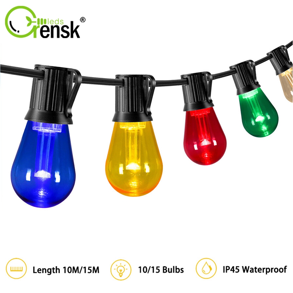 10M 15M Multicolour S14 Outdoor String Light Plastic Shatterproof Bulb ...