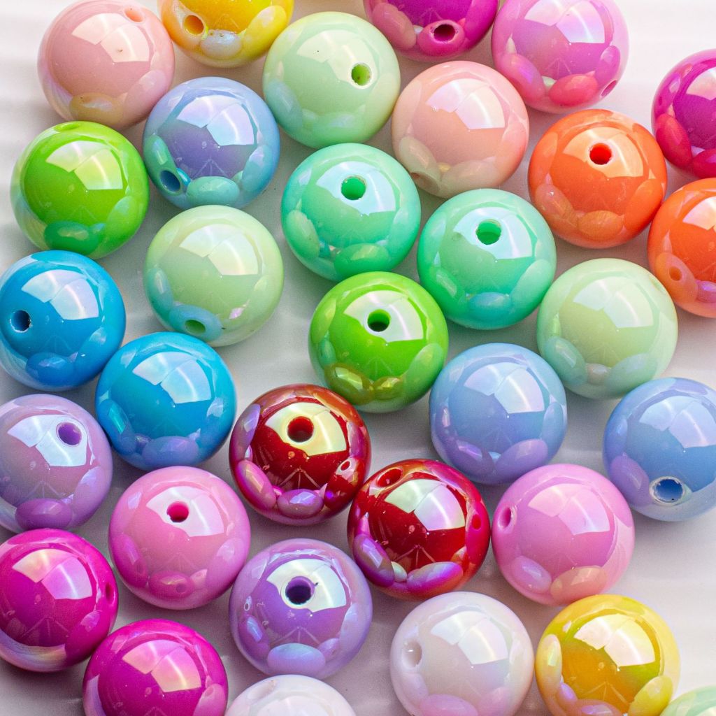 16mm/10pcs New loose beads 16mm colorful solid color straight hole ...