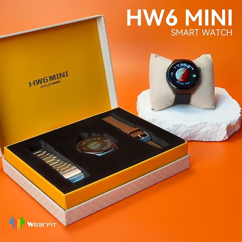 HW6 Mini Men Round Smart Watch 3 strap with Chat GPT AI Voice Assistant ...
