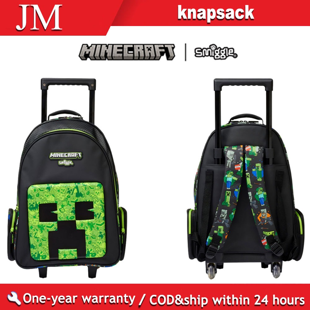 Smiggle Minecraft Trolley Backpack With Light Up Wheels | Shopee ...