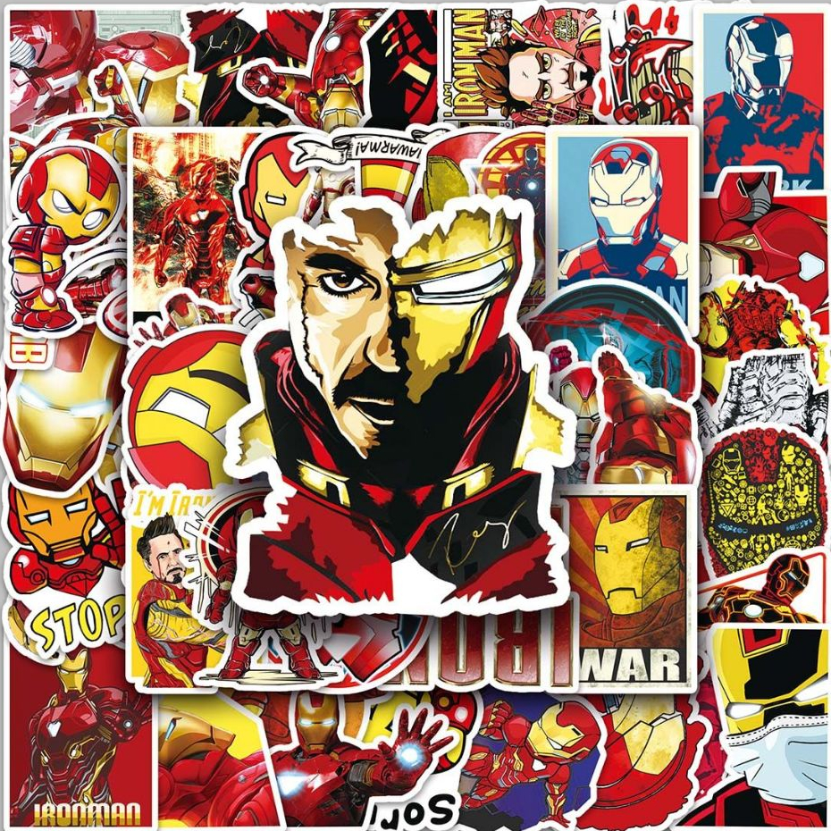 50Piece Funny Iron Man Cartoon Disney Waterproof Sticker Phones Laptop ...