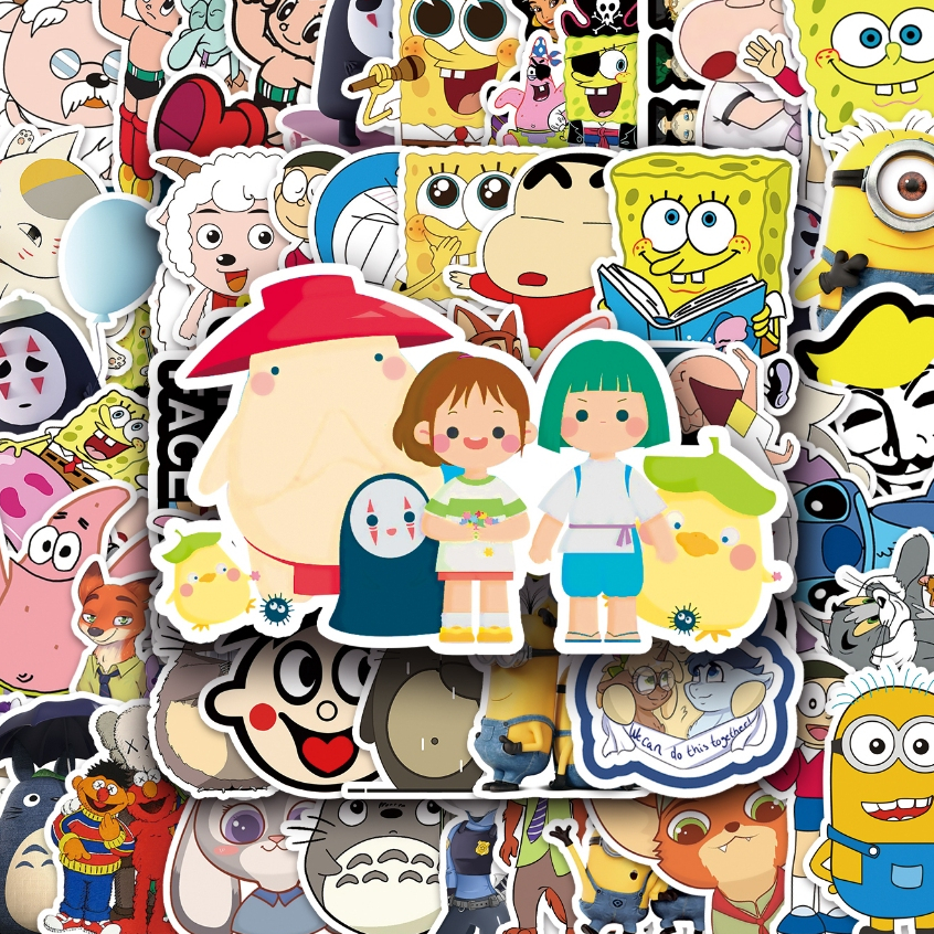 50Piece Funny Cartoon Character SpongeBob Peggy Waterproof Sticker ...