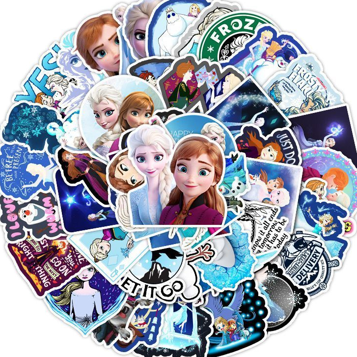 50Piece Funny Frozen Princess Cartoon Disney Waterproof Sticker Phones ...