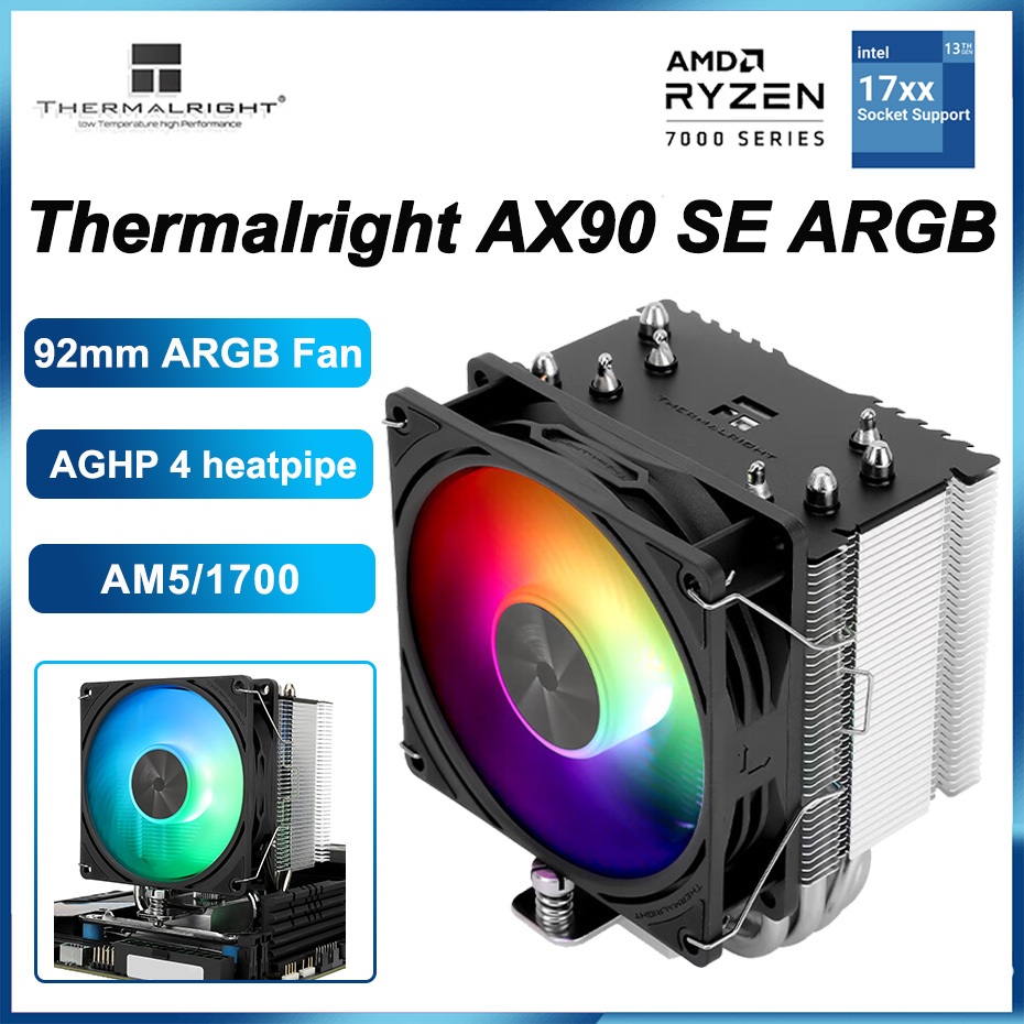 Thermalright AX90 SE ARGB 4 heat pipe CPU Cooler AGHP 92mm PWM Quiet ...