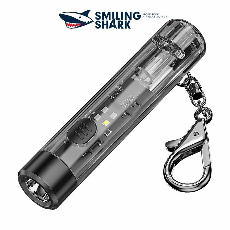 Smiling Shark Mini Keychain Light Super Bright Rechargeable USB ...