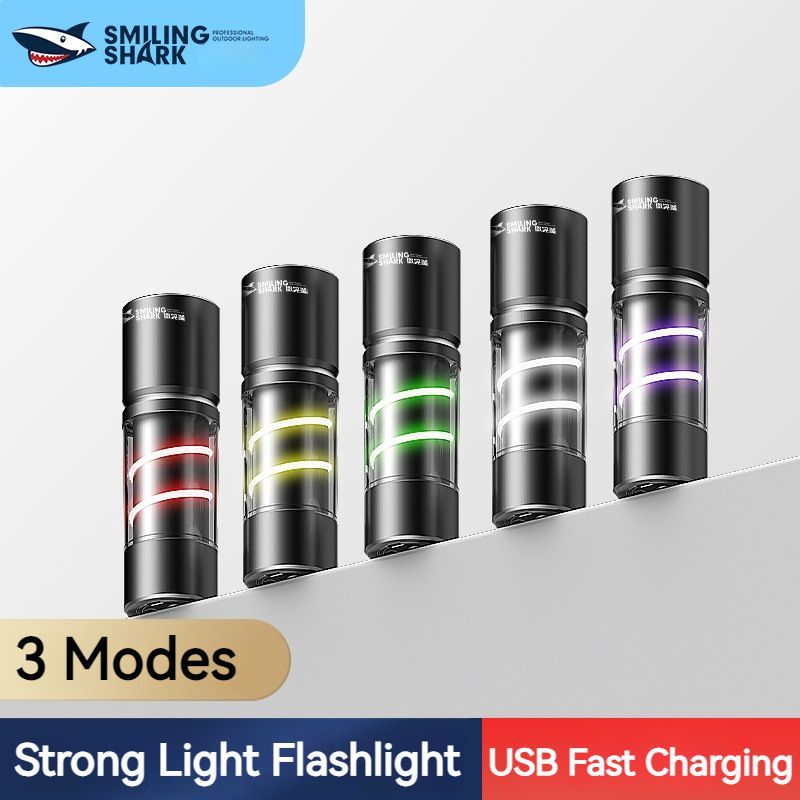 Smiling Shark Mini Flashlight USB Camping Hiking Lamp Warm Light ...