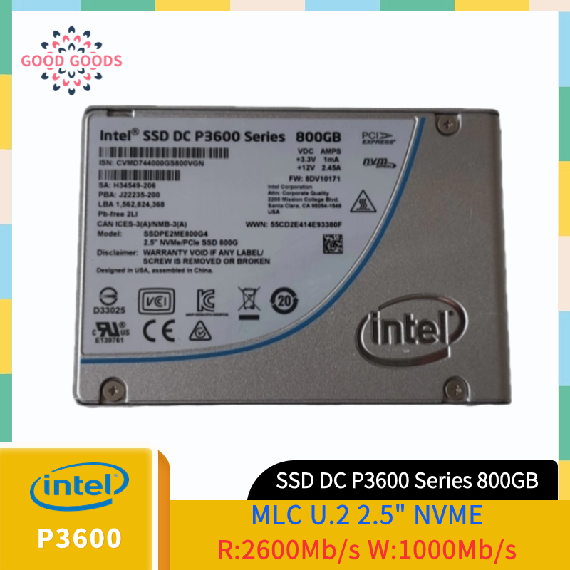 Intel SSD DC P3600 Series 800GB MLC U.2 2.5" NVME （SSDPE2ME800G4 ...