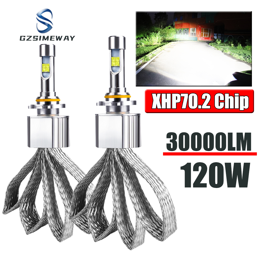 2PCS Fanless HB3 Led Headlight H4 Bulbs H7 H8 H11 9012 9006 HB4 D2H ...