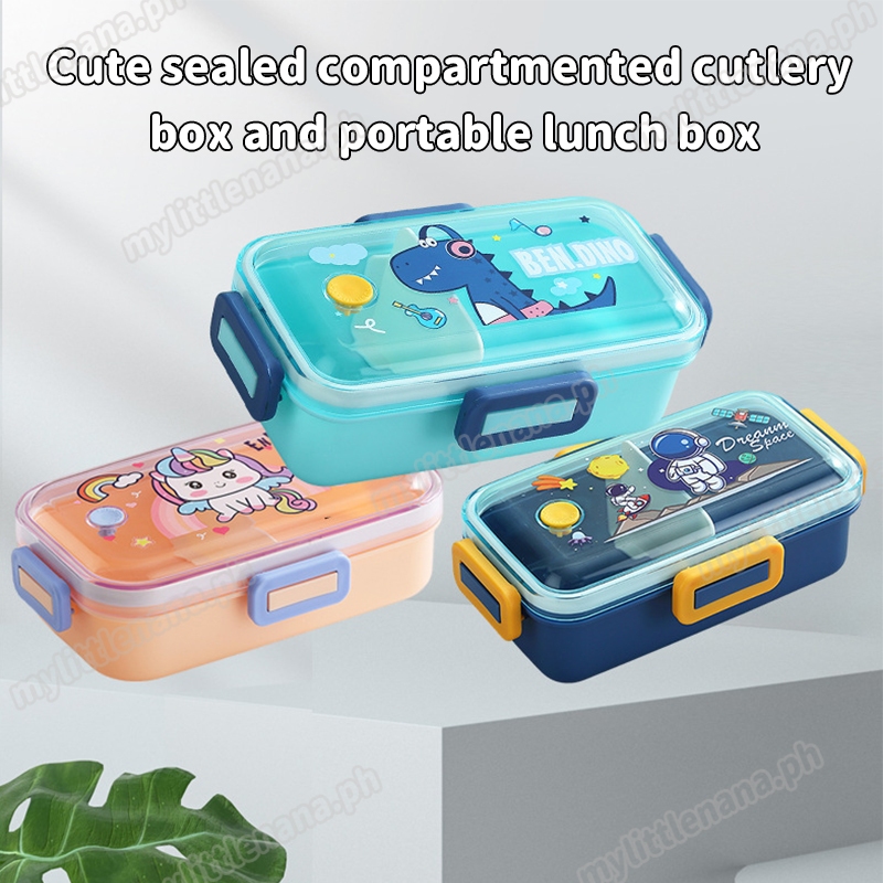 530ml Cartoon Lunch Box With Spoon Leak-Proof Food Grade Plastic ...