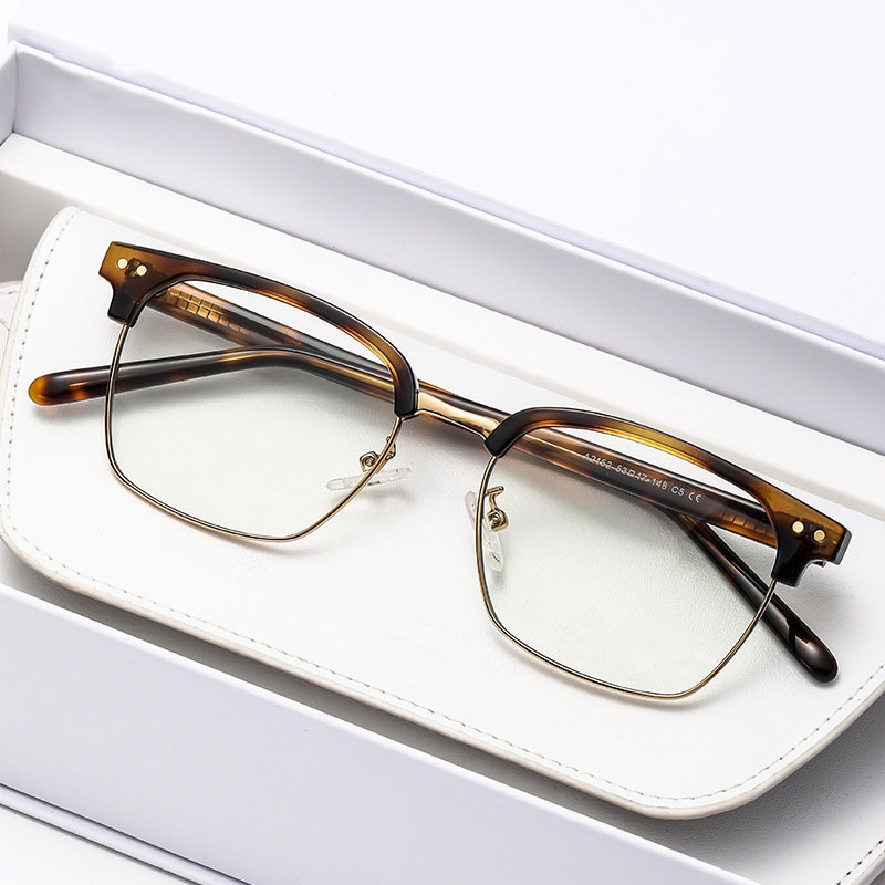 Fashion TR90 Metal Square Glasses frame Men Vintage Business Eyebrow ...
