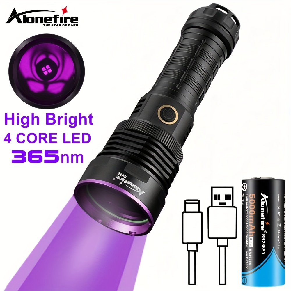 Alonefire 25W High Bright 365nm LED UV Flashlight Ultravioleta Pet ...
