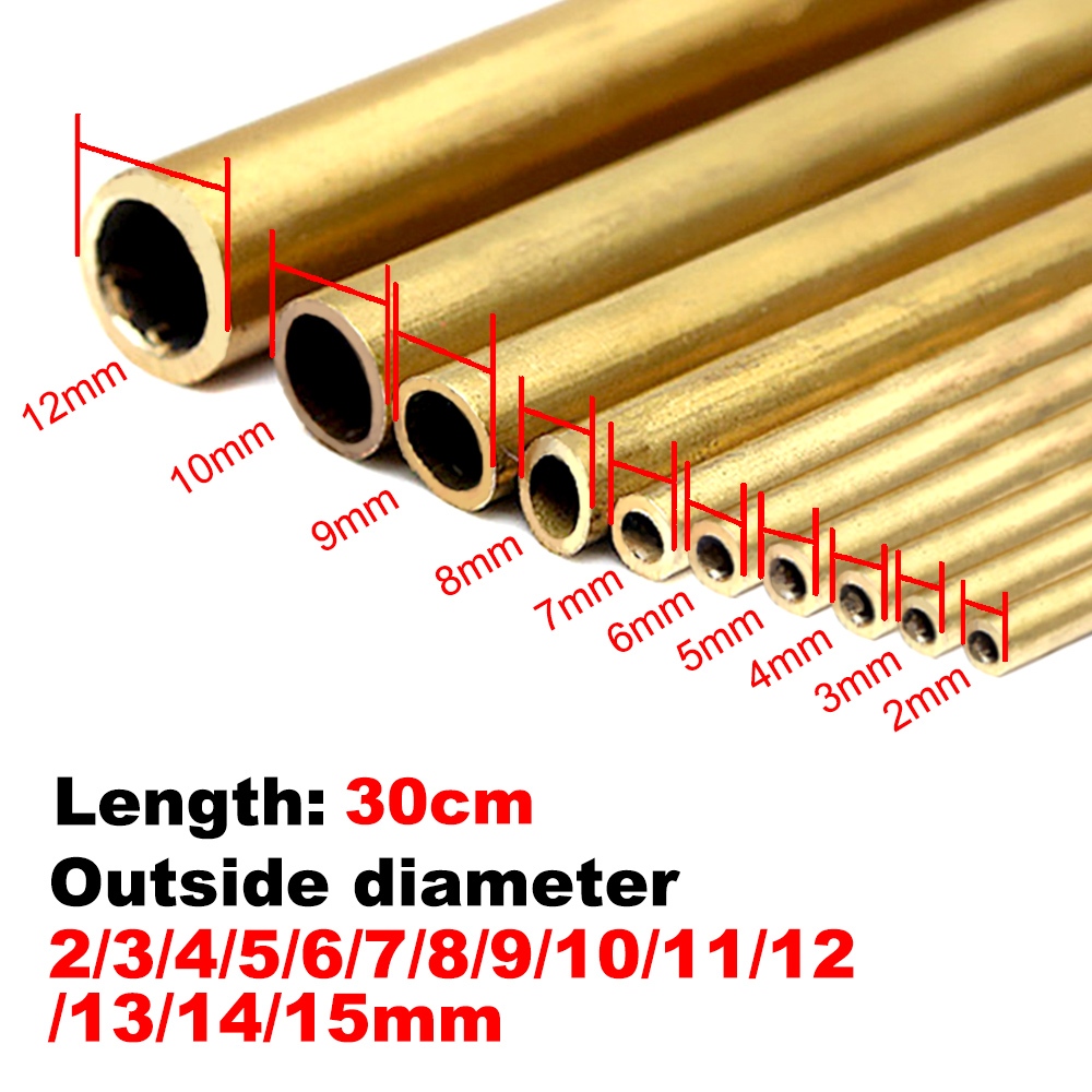 1PC Brass Tubes DIY Pipe Round Diameter 2/3/4/5/6/7/8/9/10/12mm Length ...
