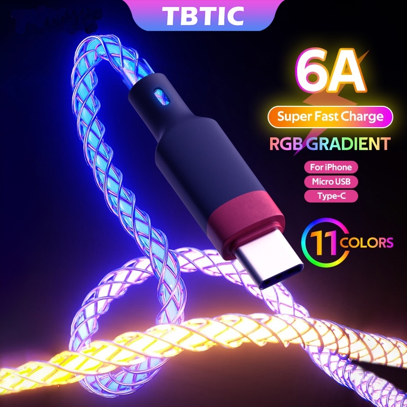 TBTIC 6A RGB Fast Charging USB Data Cable Compatiable For Iphone ...
