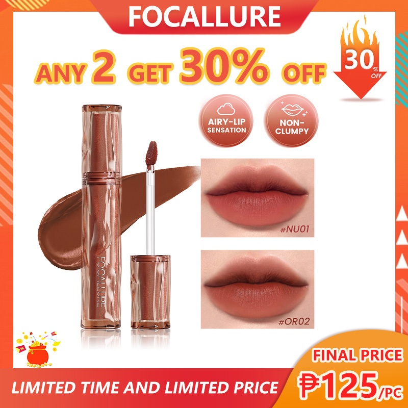 FOCALLURE Pro-blur Airy Matte Lipstick Velvety Lip Tint Velvet Mossue Lip Cream Non-sticky ...