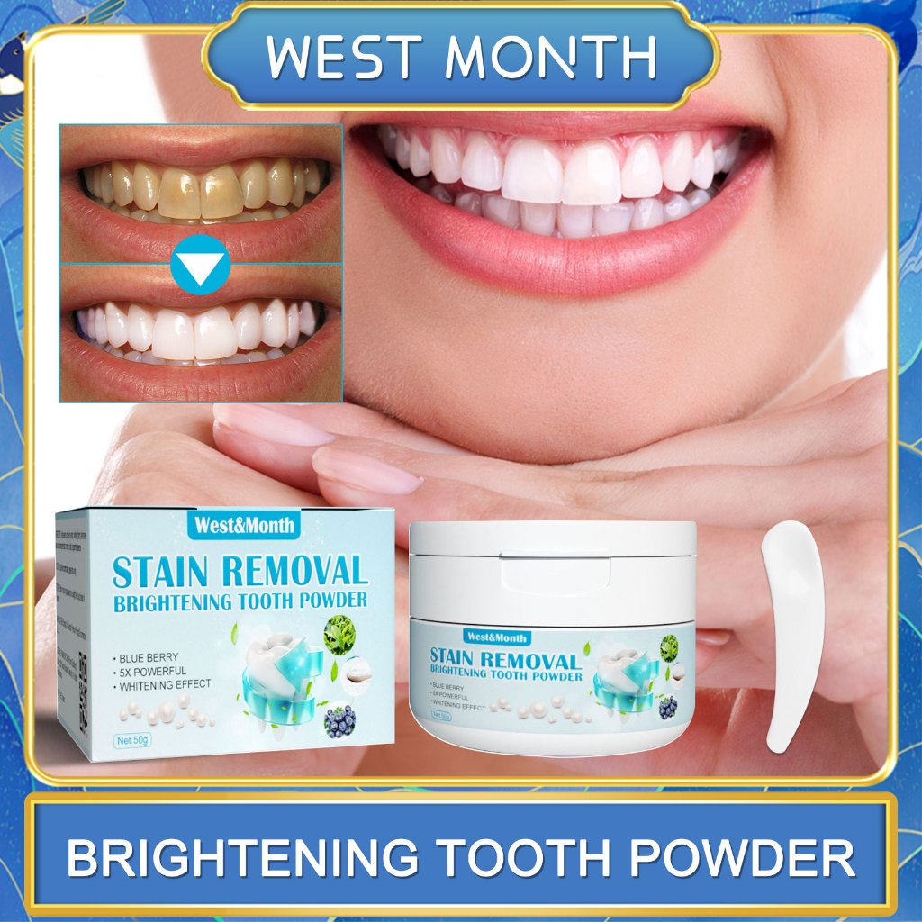 West&Month Teeth Whitening Powder 50g Stains Removal Tooth Powder Oral ...