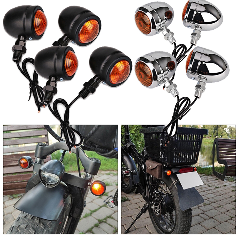4PCS Motorbike Blinker Headlight Retro Motorcycle Turn Signals ...
