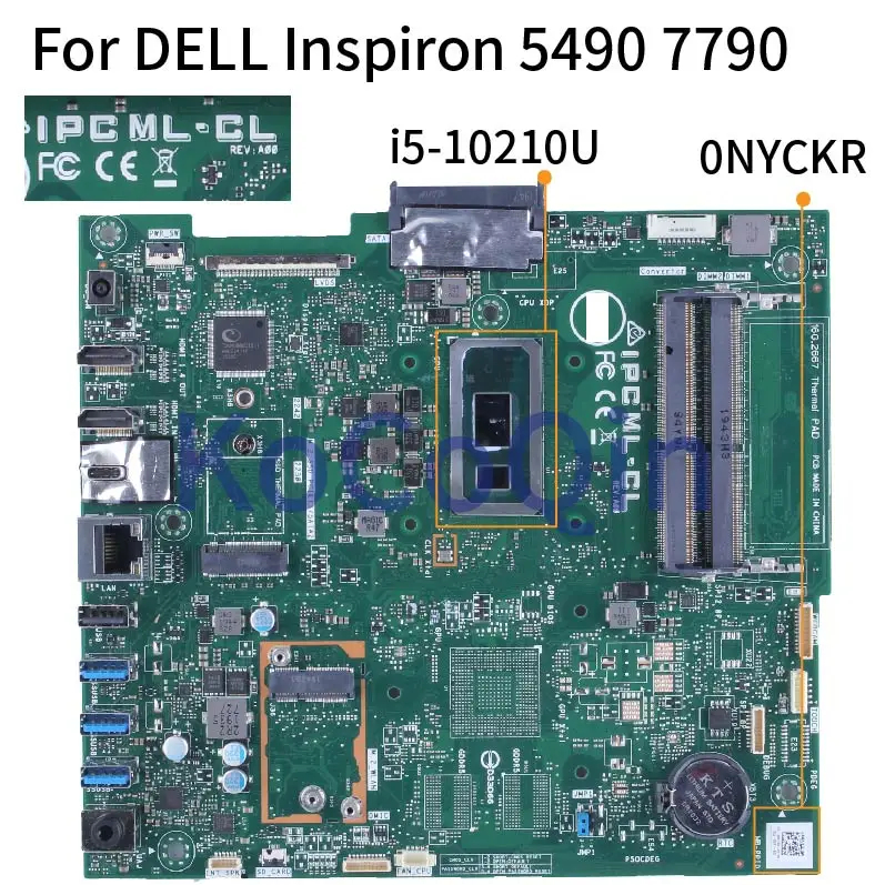 For DELL Inspiron 5490 7790 i5-10210U All-in-one Mainboard 0NYCKR IPCML ...