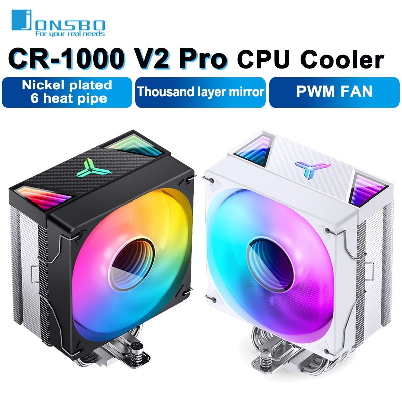 JONSBO CR-1000 V2 Pro CPU Cooler Nickel Plated 6 Heat Pipe 120mm PWM ...