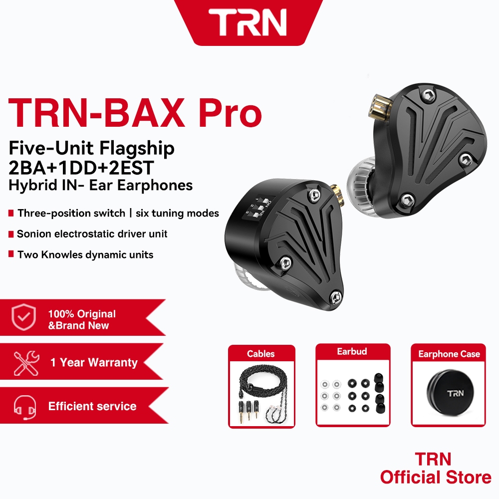 TRN BAX Pro Earphones Five-Unit Flagship 2BA+1DD+2EST Hybrid IEM HIFI ...