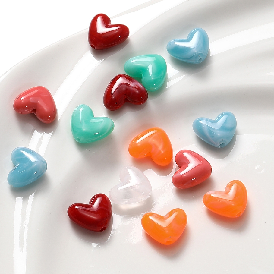 St.kunkka 20 Pieces 12 * 14mm Acrylic Love Heart Beads Imitation Stone ...