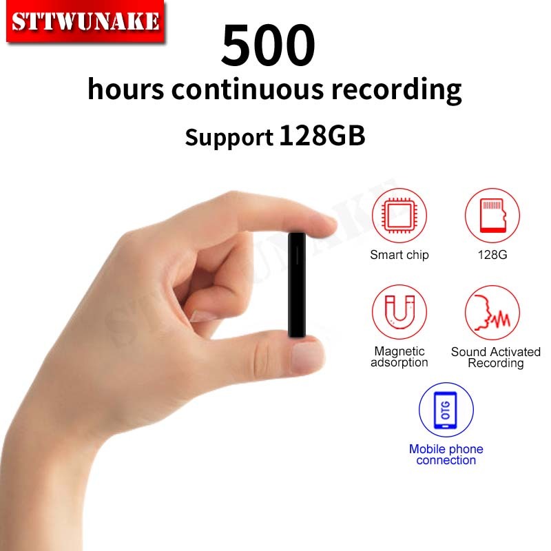 500 Hours Time Mini Voice Activated Recorder Built-in Magnet Spy Small ...
