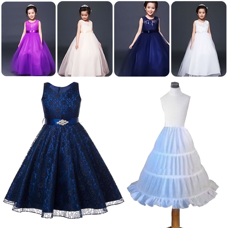 Kids Petticoat Flower Girls 3-Hoop Crinoline Underskirt Dress Slips ...