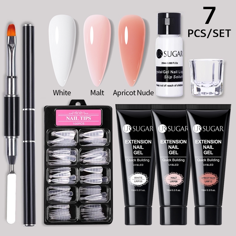 UR SUGAR 7Pcs Poly Gel Kit Extension Nail Gel Set Crystal Acrylic Quick ...
