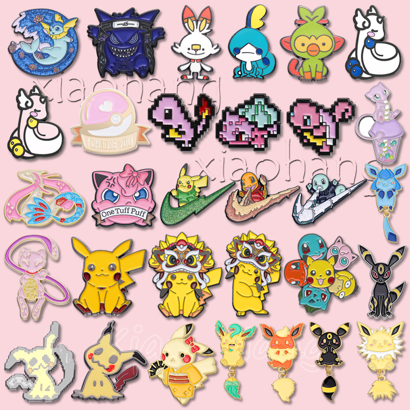 Cartoon Pokemon Enamel Pins Anime Game Brooches Elf Pocket Monster ...