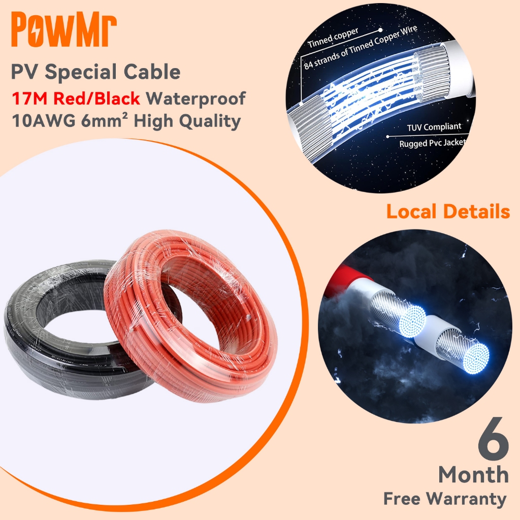 【Official Store】PowMr 17M Black/Red MC4X6 6mm² 10AWG Solar Panel ...