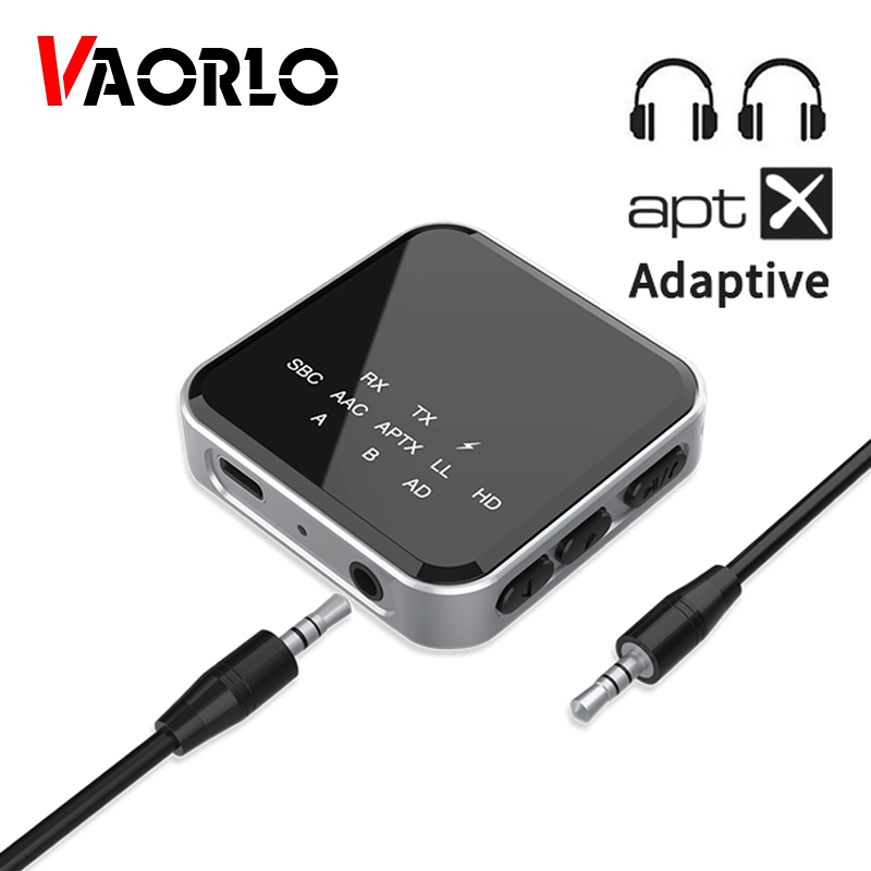 VAORLO Original Qualcomm Bluetooth 5.2 Transmitter Receiver 2-In-1 aptX LL HD Adaptive 3.5MM AUX ...