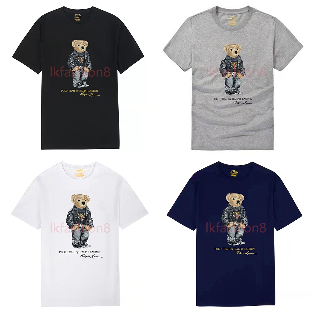 RL Basic T-shirt Gray Denim Coat Bear Teddy Printing Logo 5 Colors ...