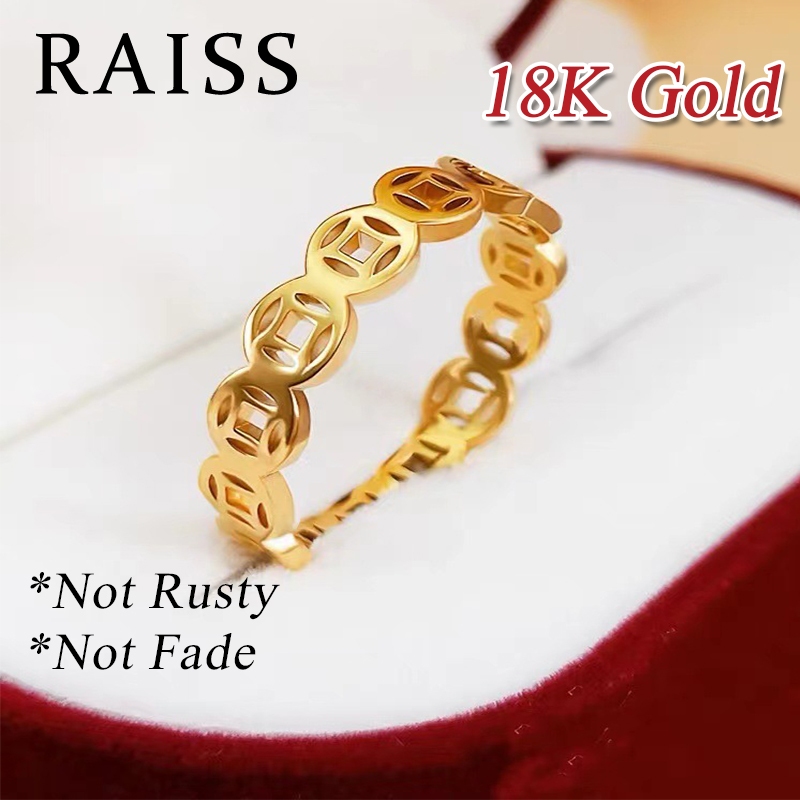 18K Gold Ring Lucky Charm Money Catcher Coin Stainless Charm Ring ...