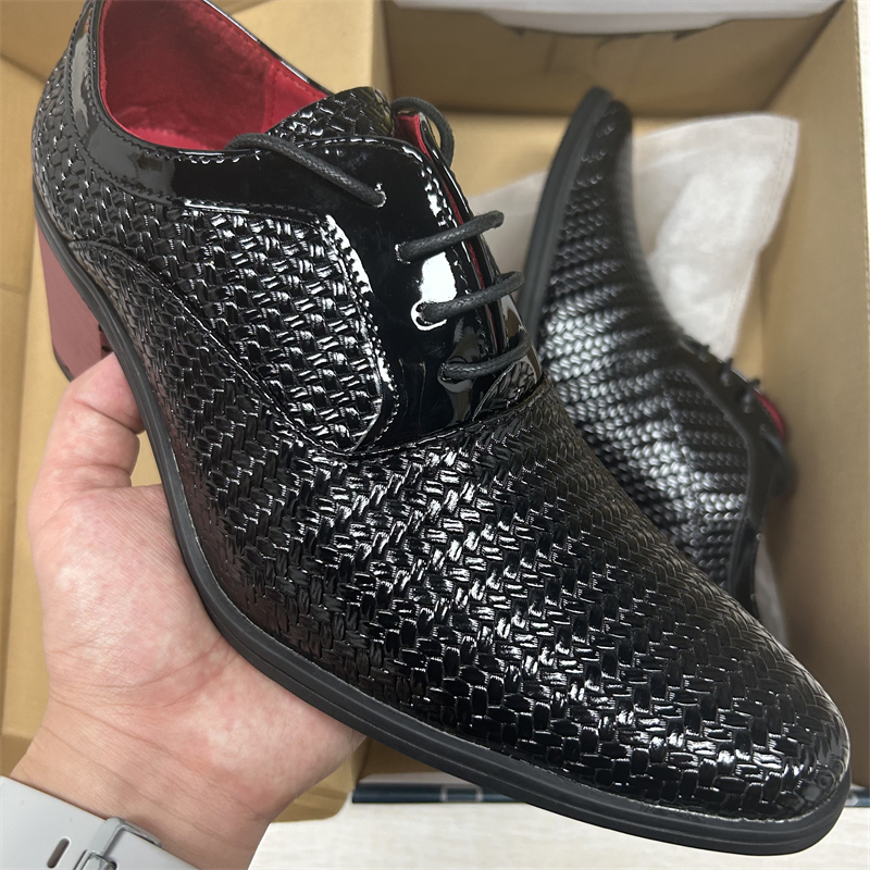 Oxford Shoes Waterproof High-Heel Formal Conference Men's Soft Leather ...