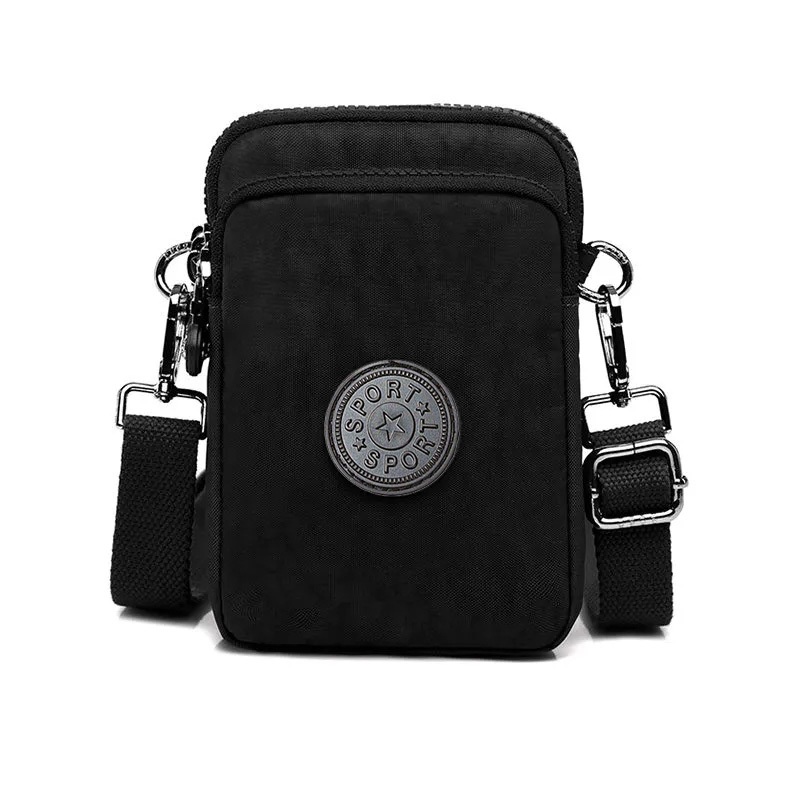 Womens Cross Body Bag Mobile Phone Bag 3 Zippers Bag Hanging Neck Shoulder Bag Korean Small
