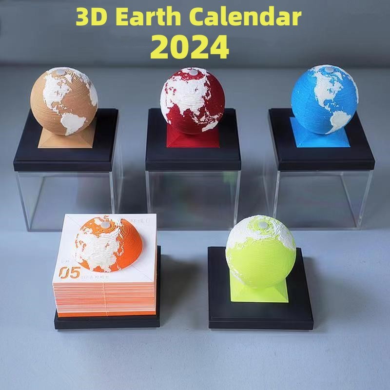 NEW 2025 3D Paper Earth Calendar Creative Style Desktop Simple Carving ...