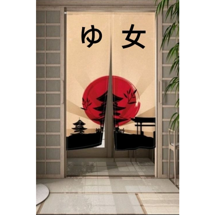 Japanese Noren Doorway Curtains Wide Artistic Crane&Sakura Tapestry ...