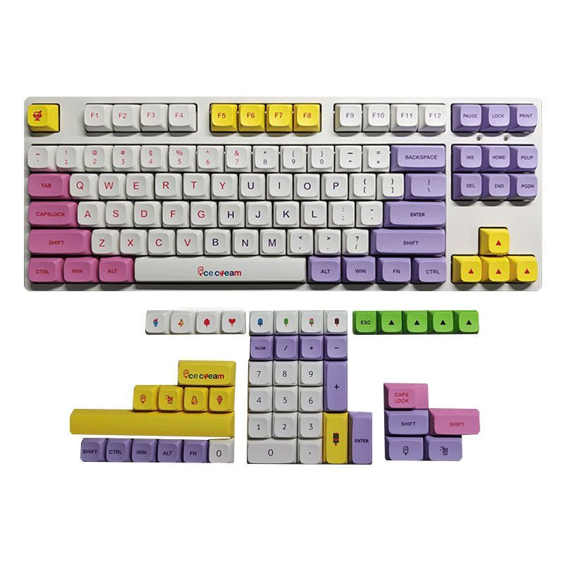 Ice Cream Keycaps PBT Dye-sub XDA Profile Keycaps Custom Mechanical ...