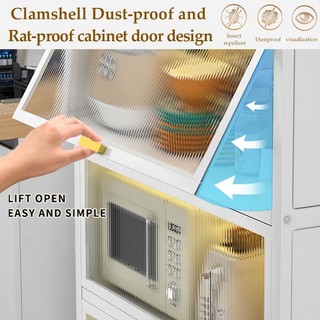3/4/5 Layers Kitchen Rack Dustproof Storage Cabinet Carbon Steel Multi ...