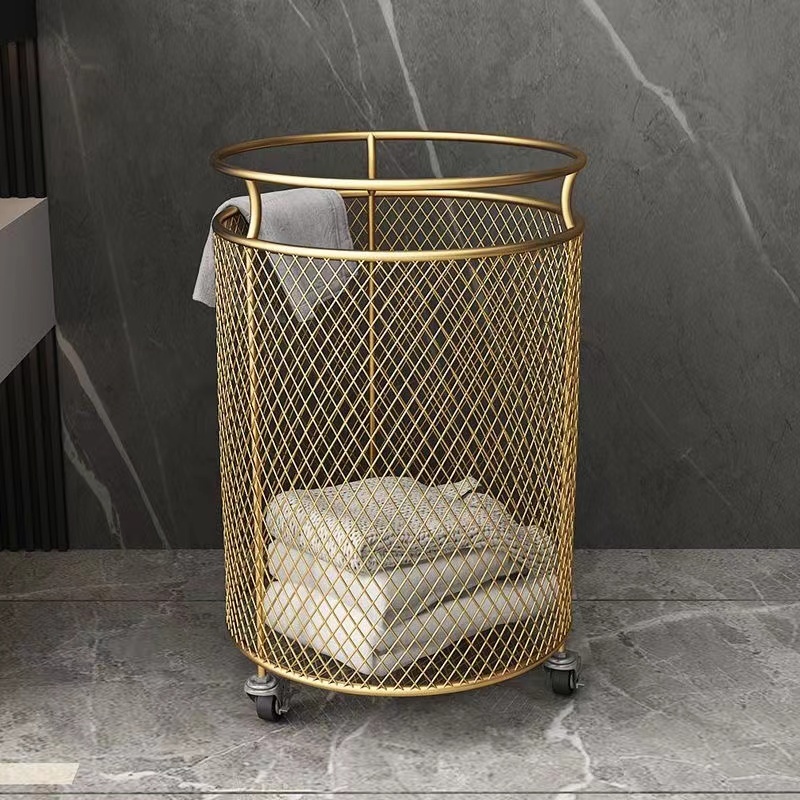 New Style Iron Storage Basket Nordic Light Luxury Dirty Clothes Basket ...