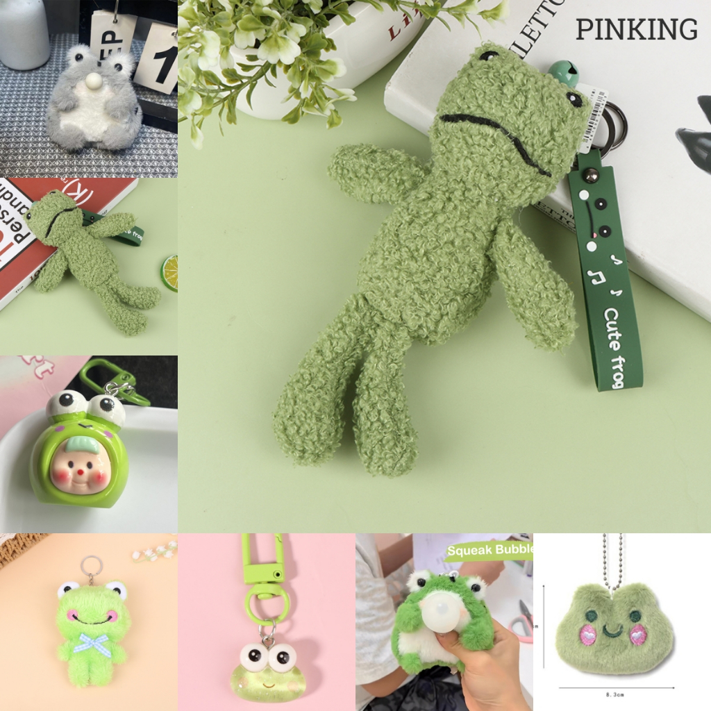 PINKING Green Frog Plush Doll Keychain Pendant Fashion Bag Ornaments ...
