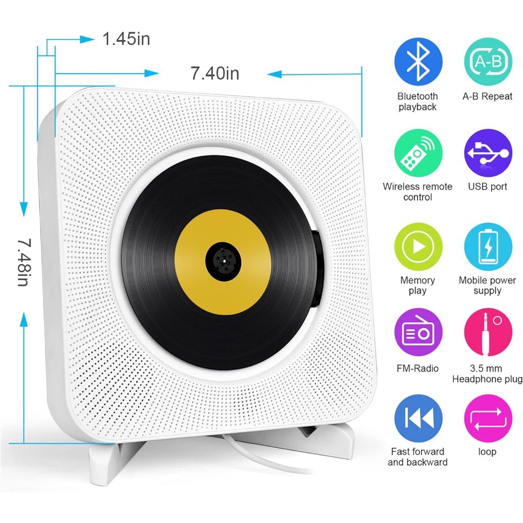 Rechargeable Cute CD Player with Blutooth 5.0, Portable Music Player ...