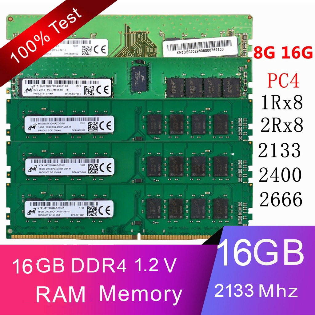 Micron 8GB 16GB DDR4 2133Mhz 2400Mhz 2666Mhz 1Rx8 2Rx8 PC4 2133 2400 ...